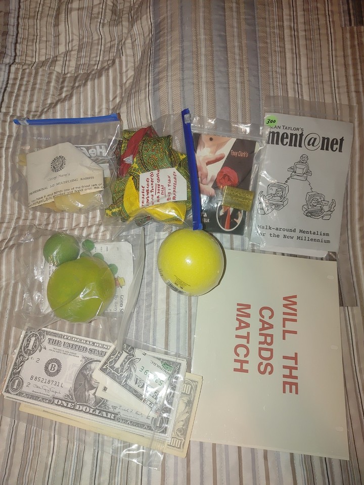 Lot of Magic Tricks Magician Cards Books Magazines Sponges Silks Packet ...