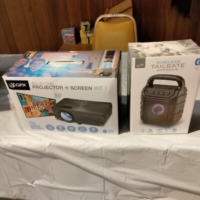 GPX Portable Indoor/Outdoor Projector Bundle w/120" Screen & Speaker | eBay