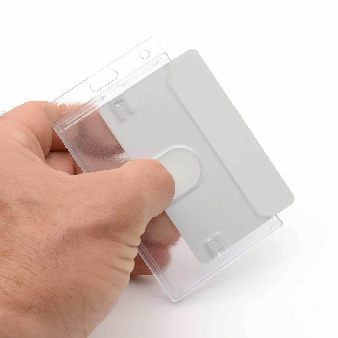 Vertical Clear ENCLOSED RIGID With EJECTION SLOT ID Card Badge Pass ...