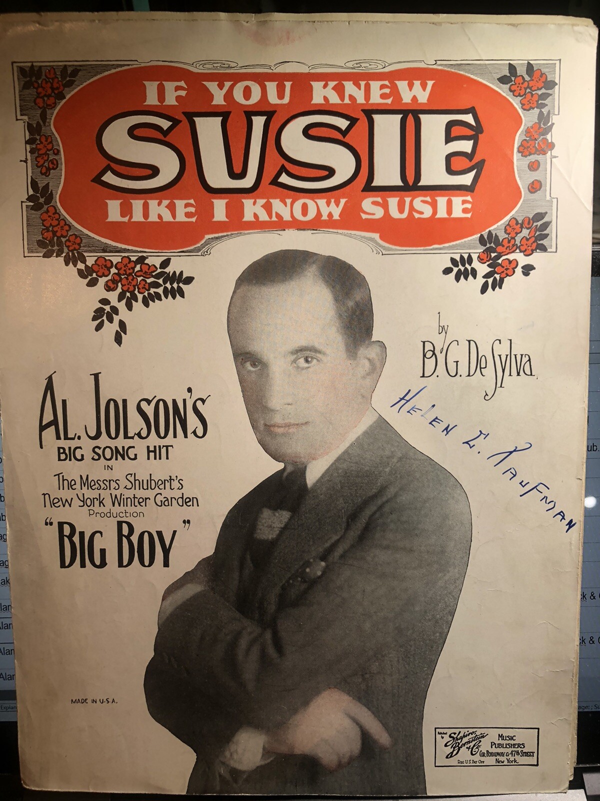 1925 Ragtime Sheet Music IF YOU KNEW SUSIE (Jolson) | eBay