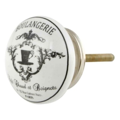 Set of 8 Handmade Boulangerie Paris Flat Ceramic Drawer Cabinet knobs ...