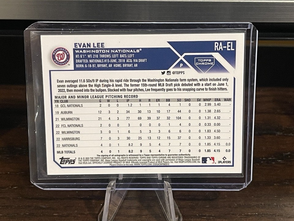 Evan Lee RC 2023 Topps Chrome Update Base ON CARD!! Auto Nationals | eBay