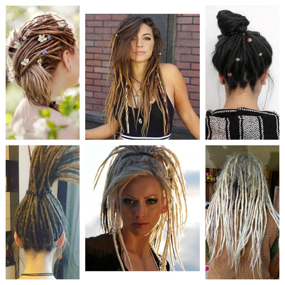 20" Thin 0.6cm Soft Double Ended Dreadlocks Synthetic Hair DE Dreads Extensions | eBay