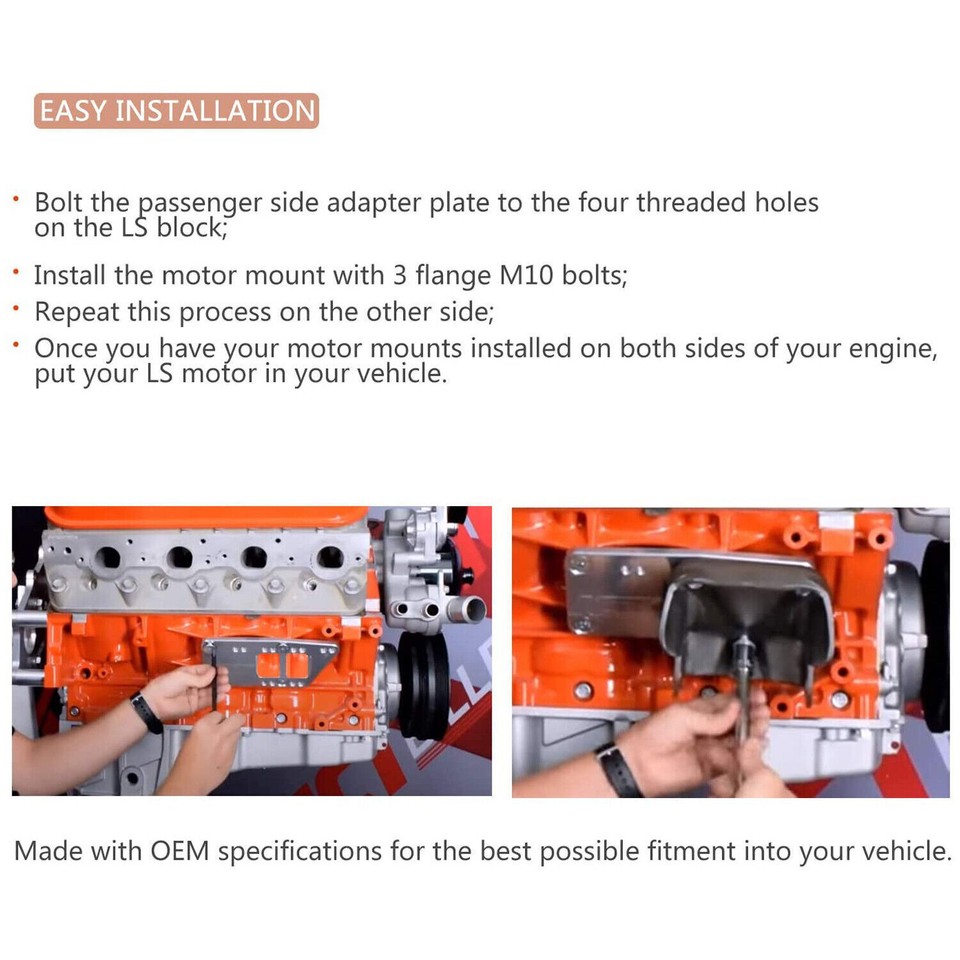 GM LS Engine Conversion Swap Motor Mounts Adapter Plates Fits for LS ...