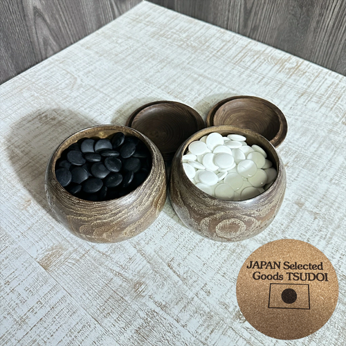 Go Stones & Wooden Bowls Set Japanese Igo Game 68.6oz/1944g Glass/Resin ...