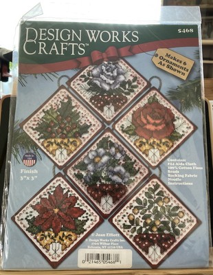 Design Works Crafts Christmas 6 FLOWER ORNAMENTS Cross Stitch Kit 5468 ...