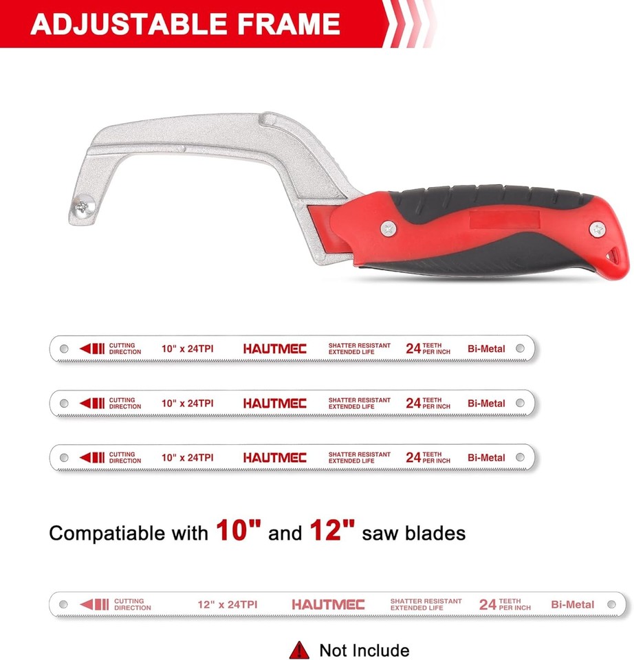 HAUTMEC Mini Hacksaw, Compact Hand Saw with 10" Bi-Metal HSS Blade ...
