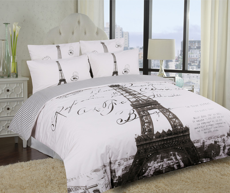 Single/Double/Queen/King Eiffel Tower Paris Quilt/Duvet Cover Set ...