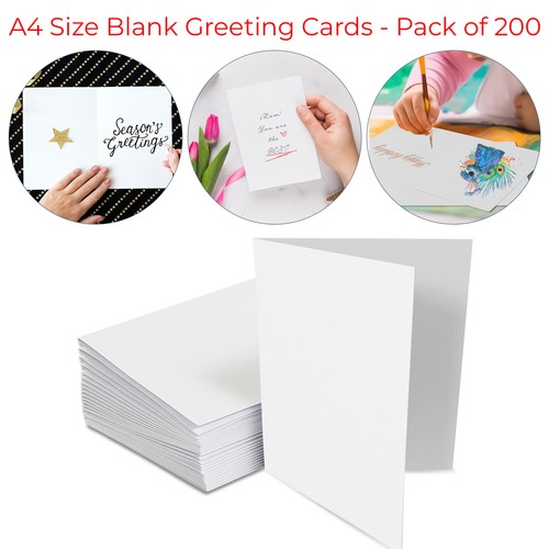 200x A4 White Blank Greeting Cards for DIY Crafting Invitations ...