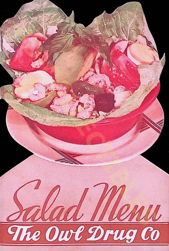 Vintage Salad Menu The Owl Drug Co Advertising Print | eBay