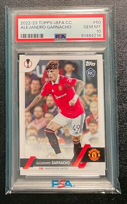 2022-23 Topps UEFA CC #50 Alejandro Garnacho PSA 10 GEM MINT RC Rookie ...