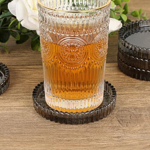 5 Pack Crystal Coasters Round Cup Mat, Glass Coasters for Drinks Coffee ...
