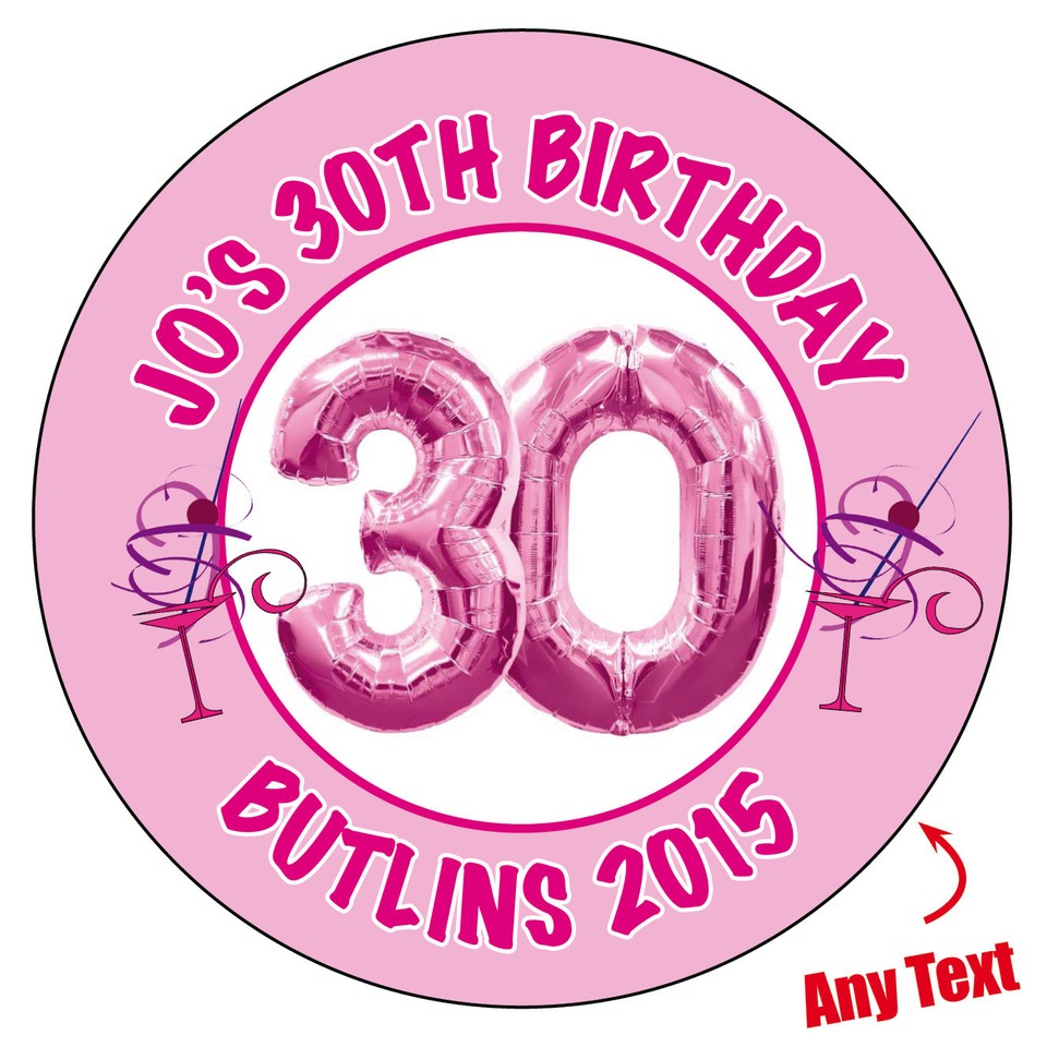 Personalised 30th Balloon Thank you Birthday Stickers Sweet Cone party ...