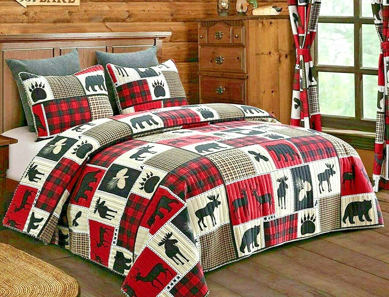 Virah+Bella+Collection+Phyllis+Dobbs+Lodge+Life+Polyester+King+Quilt ...