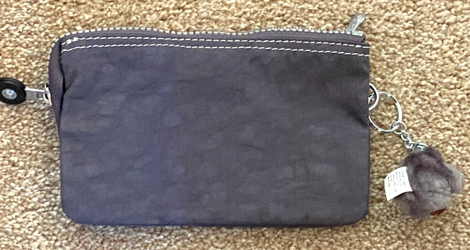Kipling~ Charcoal Gray Creativity Pouch 6.75" Large 3 Pocket Zipper w ...