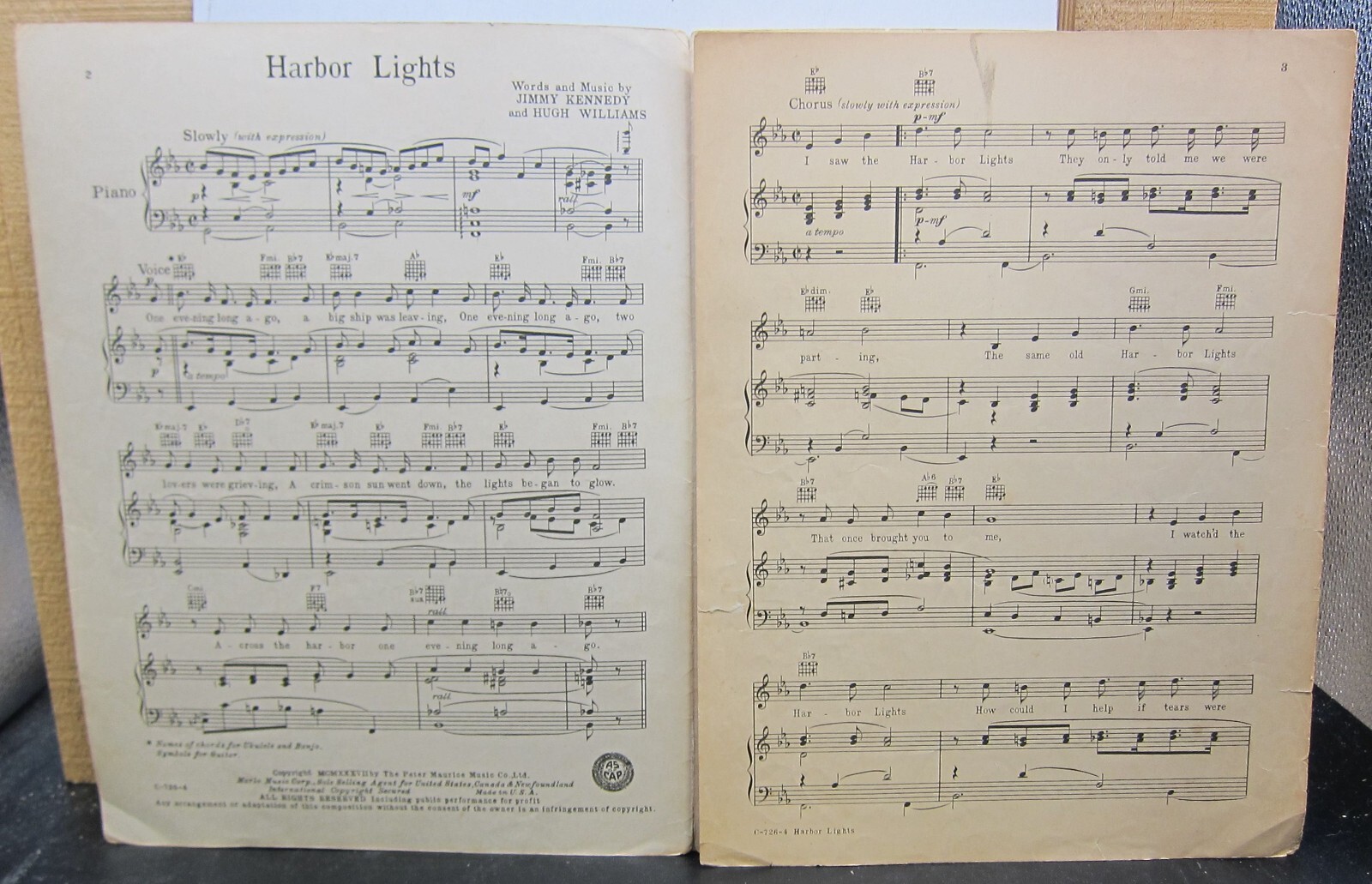 Harbor Lights - Jimmy Kennedy & Hugh Williams - Sheet Music 1937 (Marlo ...