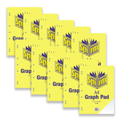10pc Spirax 802 School Graph Pad A4 Grid Notebook 2mm Squares 25-Pages ...