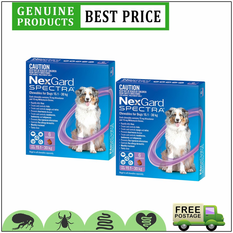 Nexgard Spectra Flea Worms Protection for Dogs 15 to 30 Kg 3,6,12 Doses ...
