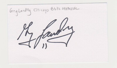 GREG LANDRY CHICAGO BLITZ 1983 USFL AUTOGRAPHED INDEX CARD DINGED | eBay
