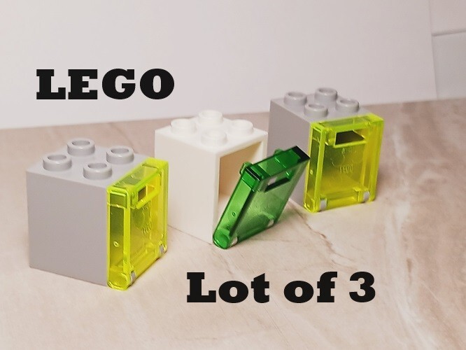 LEGO Trans Clear Green Neon Yellow Container Boxes Slot Door ATM Store ...