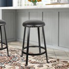 24'' Black Round Backless Metal Bar Stool Kitchen Stools Pack of 2 | eBay