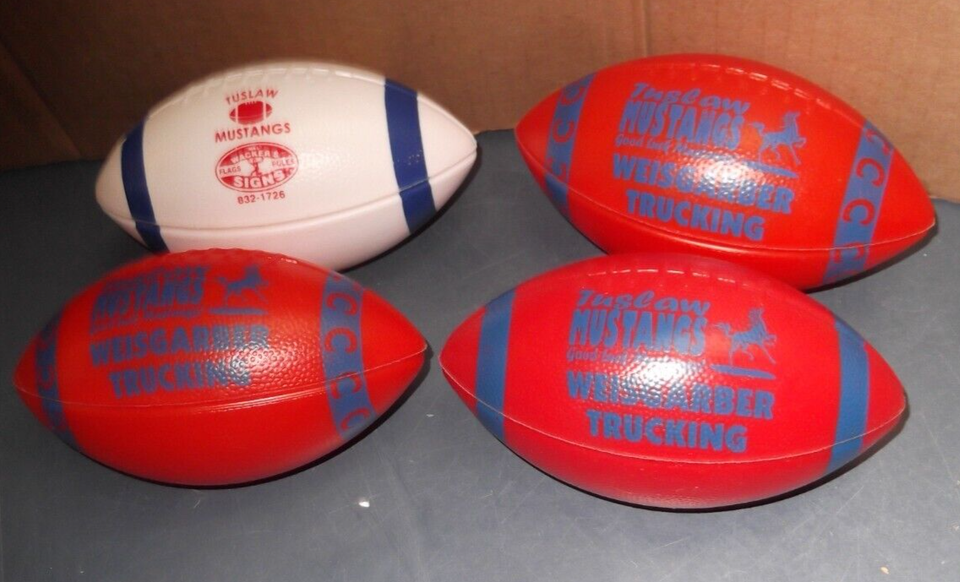 FOUR ADVERTISING TUSLAW MUSTANGS FOOTBALLS WEISGARBER TRUCKING & WACKER ...