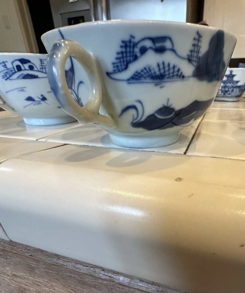 Antique Chinese Blue & White Porcelain “CHINA” Mark Soup & Rice Bowl ...