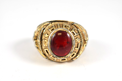 Vintage Men's High School Class Ring Red stone | eBay