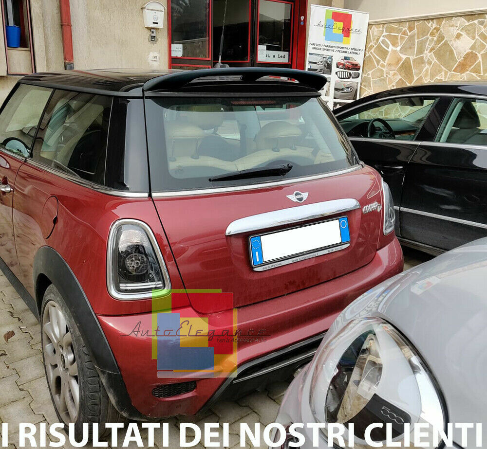 SPOILER POSTERIORE SUL TETTO PER MINI COOPER R56 2005-2014 NERO LUCIDO ...