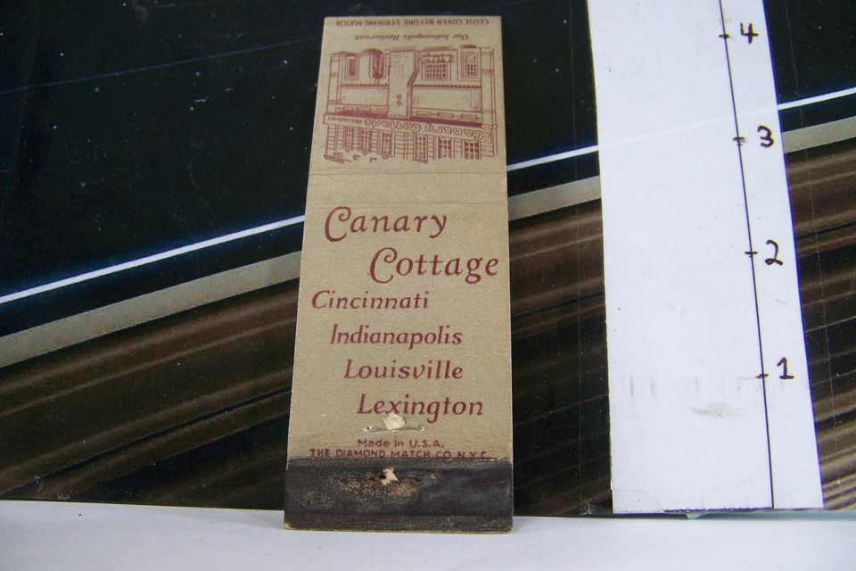 Vintage Matchbook Cover T3 Indianapolis Indiana Canary Cottage ...