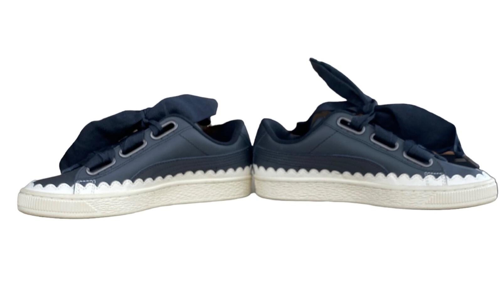 PUMA Basket Heart Scallop Ribbon-Lace Leather Low-Top… - Gem