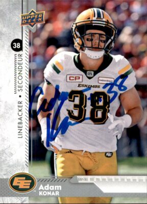 Adam Konar Signed 2018 Upper Deck Cfl Football Card Edmonton Eskimos Ebay
