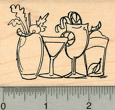 Cocktails Rubber Stamp, Line of Drinks on Bar J34624 WM | eBay