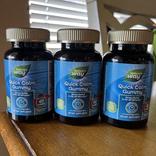 3x Nature's Way Quick Calm Gummy Stress Relief Ashwagandha 40 ct ea Exp ...