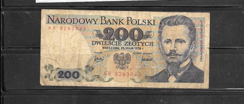 POLAND #144a 1976 200 ZLOTYCH VG CIRCULATED OLD BANKNOTE PAPER MONEY ...