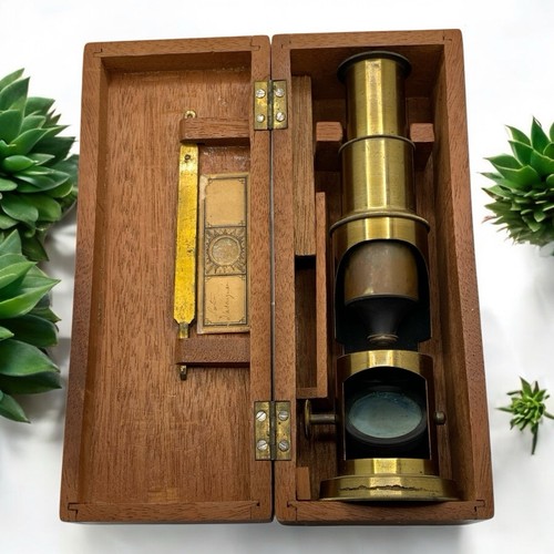 Antique French? Made Brass Barrel Field Student Microscope Original ...