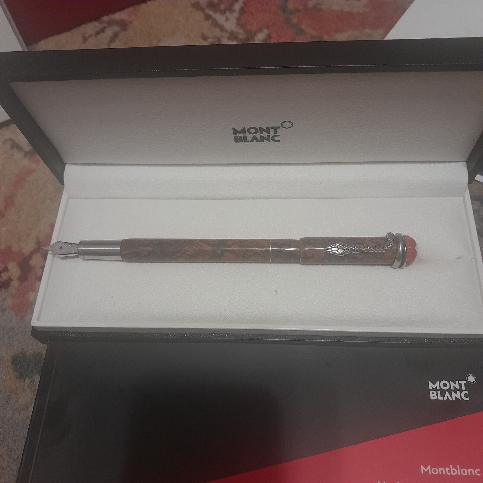 Montblanc Heritage Rouge et Noir Serpent Marble Fountain Pen EF 119850 ...