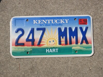 Kentucky Smiling Sun License Plate Hart County 247 MMX KY It's that ...