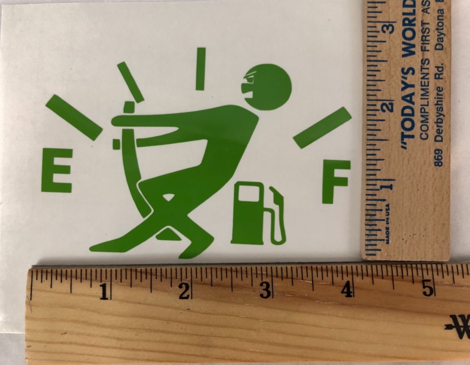 Man Struggling With Gas Gage Green Vinyl Decal Bumper Sticker Window ...