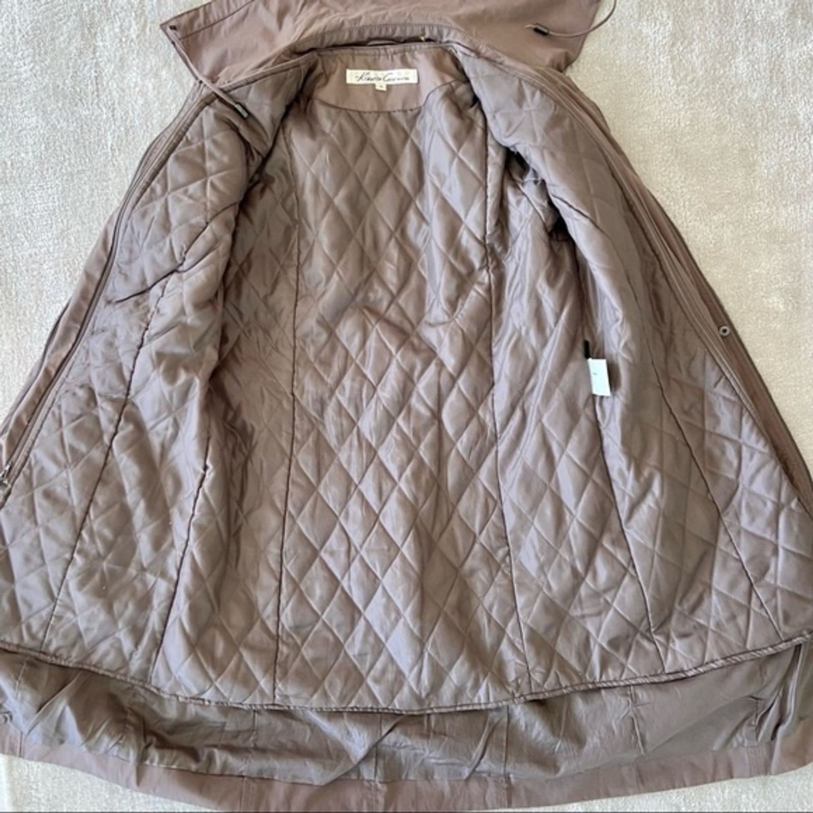 Kenneth Cole Trench Coat Removable Quilted Lining Tan… - Gem