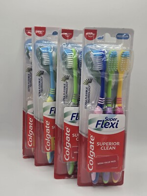 12 pk -Colgate Disposable Super Flexi Superior Clean Toothbrushes (4 ...