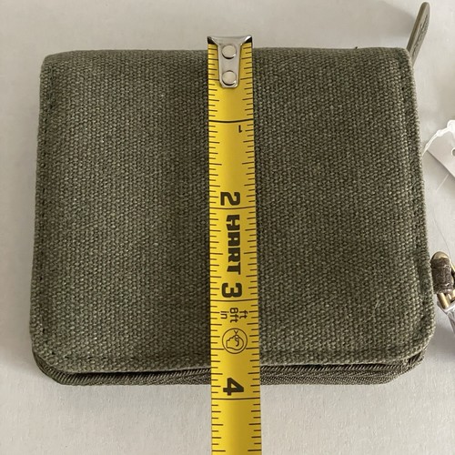 Thirty One Clip N’ Zip Wallet Vintage Olive Green Cotton Canvas Square ...