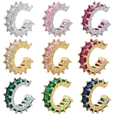 Single One Ear Clip Earrings Cuff Arrow Heart Star Cross Rainbow T Cz ...