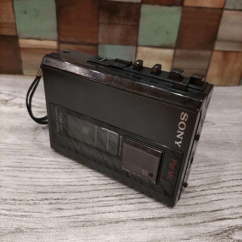 SONY TCM-57 portable cassette recorder with case Junk for parts made in ...