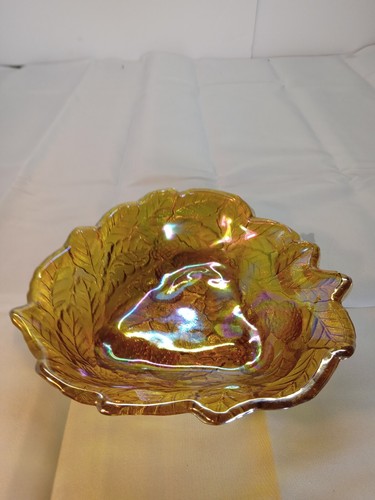 Indiana Glass Longberry Bowl Amber Candy Dish Iridescent Marigold ...