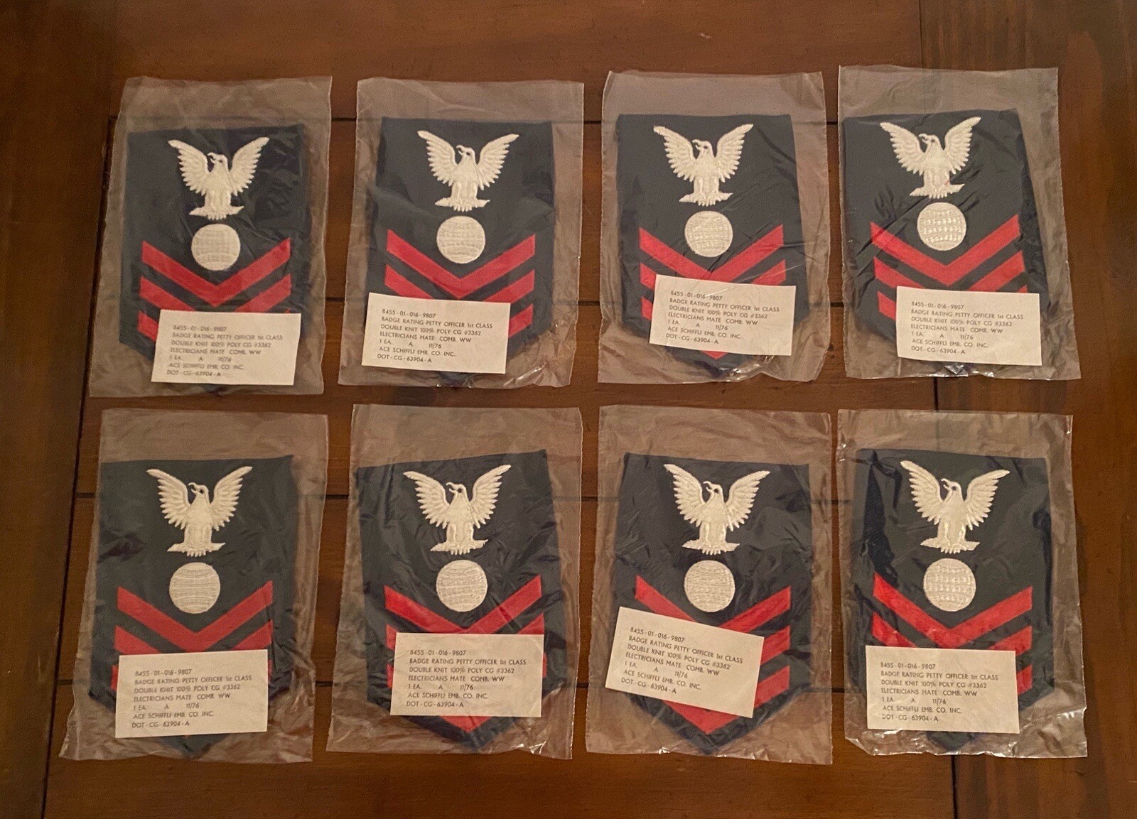 8 NEW 1976 Badge Rating Petty Officer 1st Class FEMALE Felt Arm Patches ...