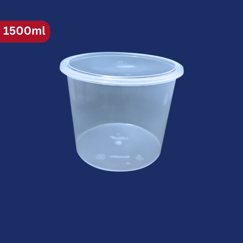 Clear Plastic Containers Round Tubs with Lid - Microwave/Freezer Safe ...