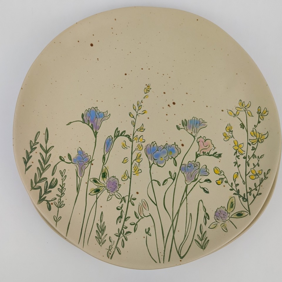 Set of 4 Spectrum Spring Pressed Garden Flowers 10.5" Dinner Plates ...