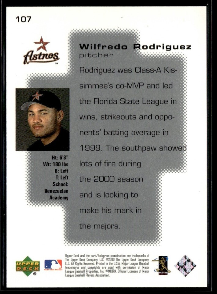 2000 Upper Deck Pros & Prospects Wilfredo Rodriguez Rookie 0733/1350 ...