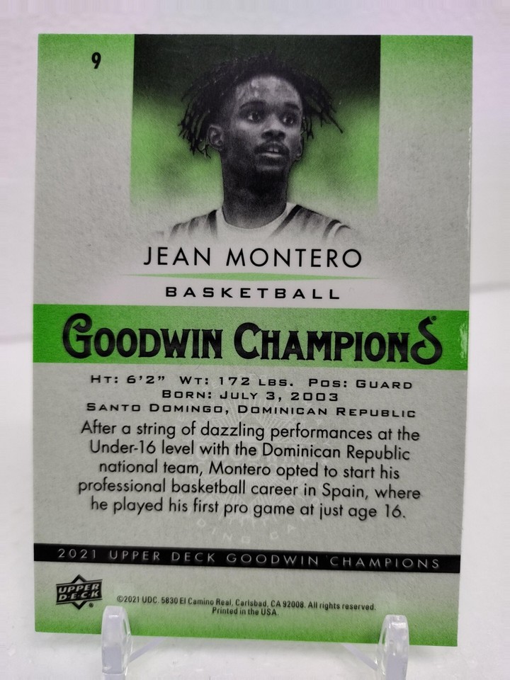 JEAN MONTERO NEON GREEN PLATINUM 2021 Upper Deck Godwin Champions #9 ...